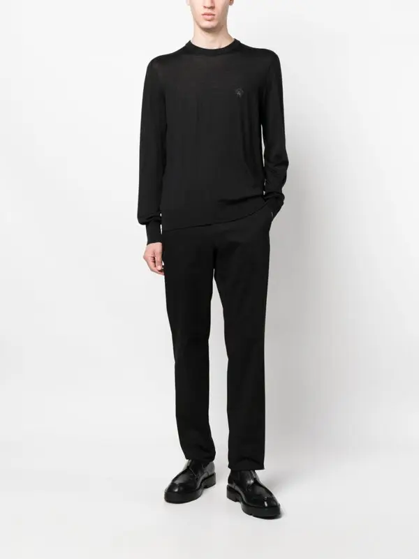Versace Embroidered Wool-blend Jumper - Black