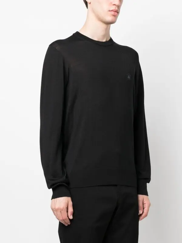 Versace Embroidered Wool-blend Jumper - Black