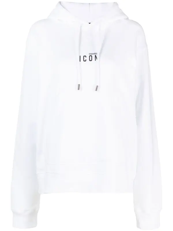 Dsquared2 Logo-print Cotton-jersey Hoodie - White