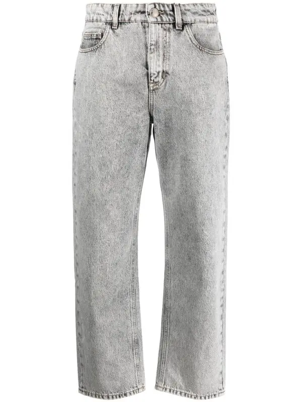 MOORER Stonewashed Straight-leg Jeans