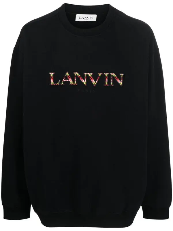 LANVIN Embroidered Logo Crewneck Sweatshirt - Blue
