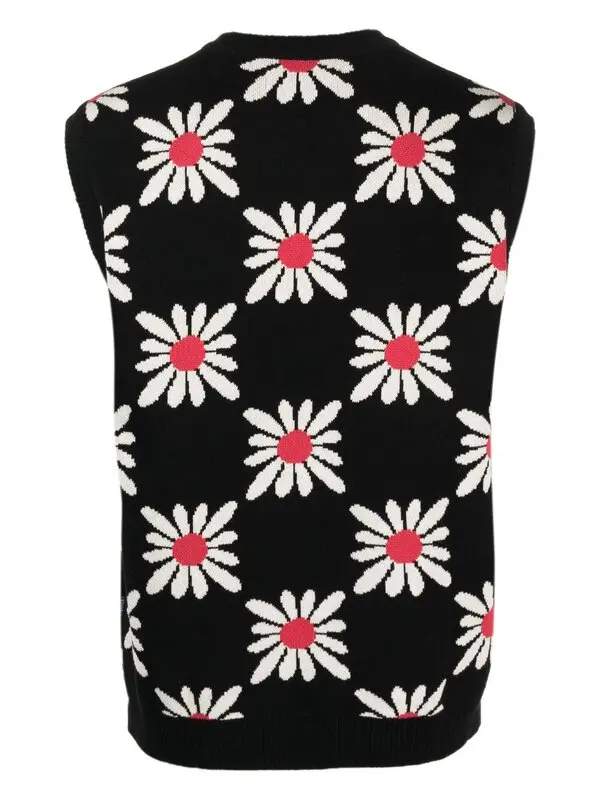 AWAKE NY Floral-print Knitted Vest - Black