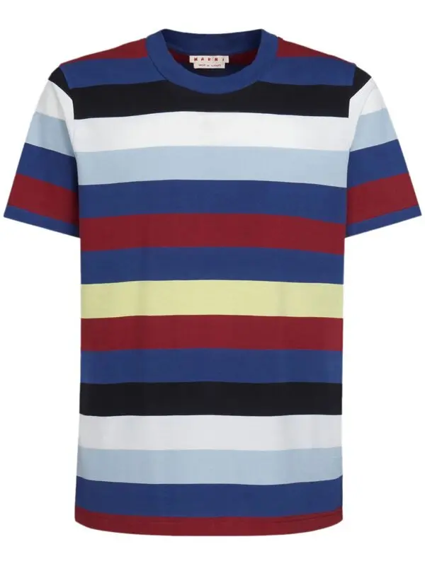 Marni Striped Cotton T-shirt - Blue
