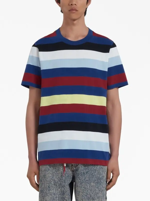 Marni Striped Cotton T-shirt - Blue