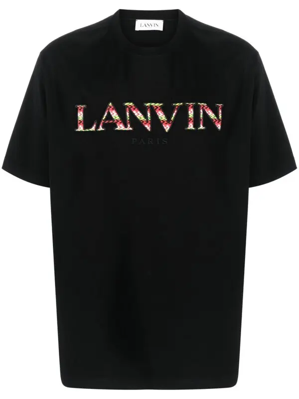 LANVIN Curb Logo-embroidered Cotton T-shirt - Black