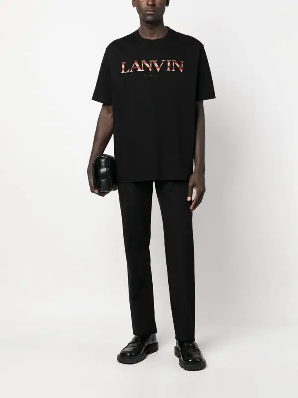 LANVIN Curb Logo-embroidered Cotton T-shirt - Black