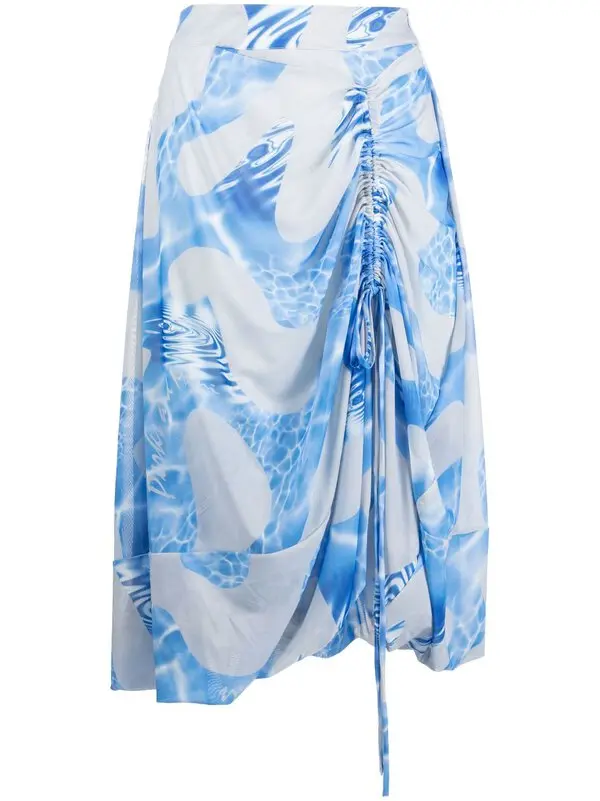 PERKS AND MINI Lily Pads Ruched Midi Skirt - Blue