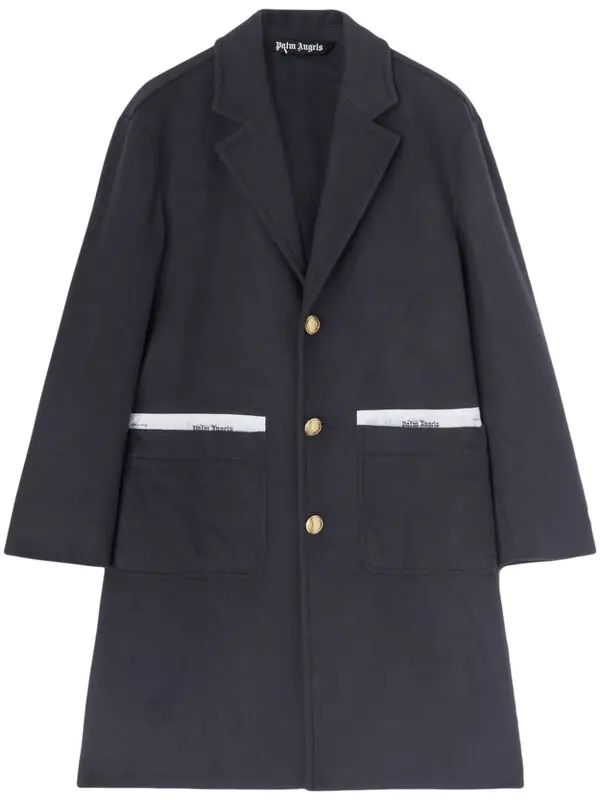 Palm Angels Sartorial Tape Wool-blend Coat - Blue