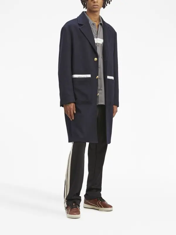 Palm Angels Sartorial Tape Wool-blend Coat - Blue