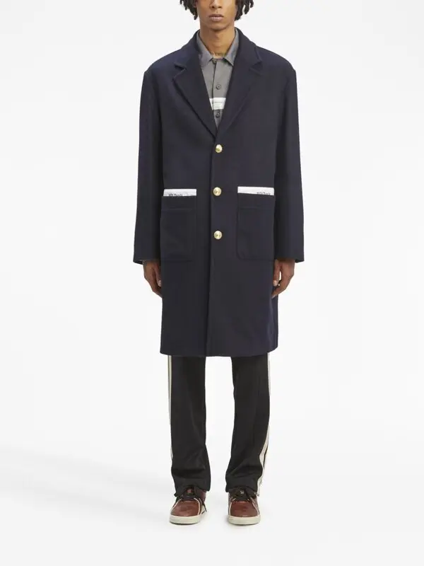 Palm Angels Sartorial Tape Wool-blend Coat - Blue