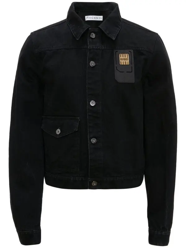JW Anderson Sim Card Cotton Trucker Jacket - Black