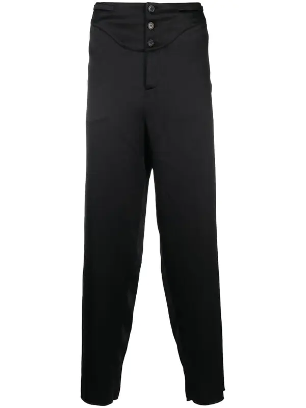 Saint Laurent Buttoned Tapered Trousers - Black