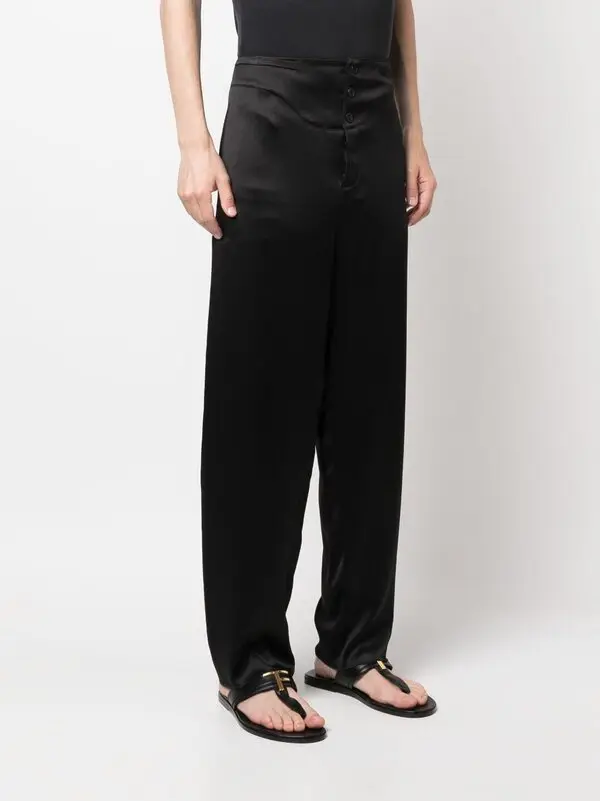 Saint Laurent Buttoned Tapered Trousers - Black