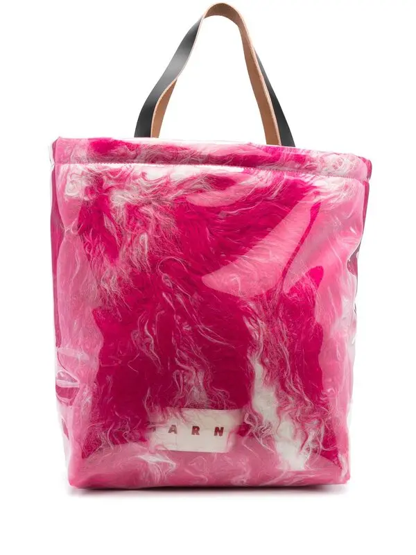 Marni Shearling Tote Bag - Pink
