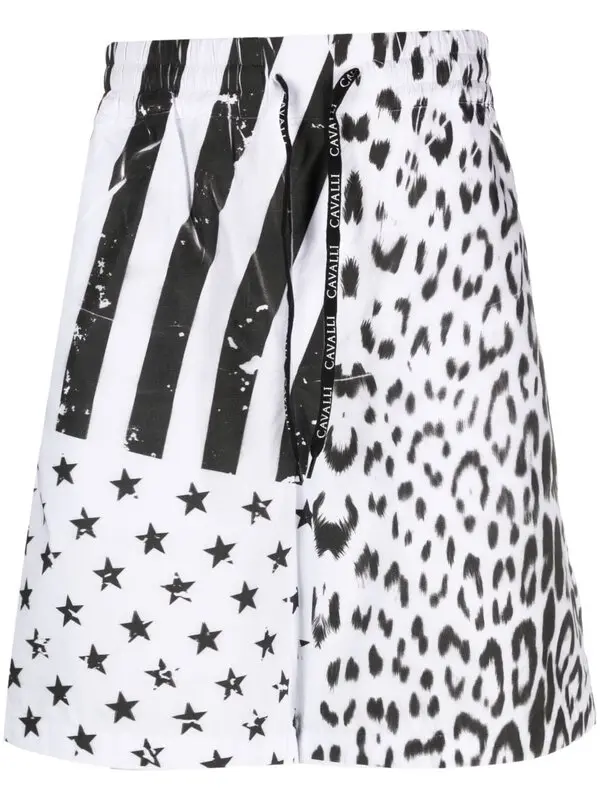Roberto Cavalli Mixed-print Shorts - White