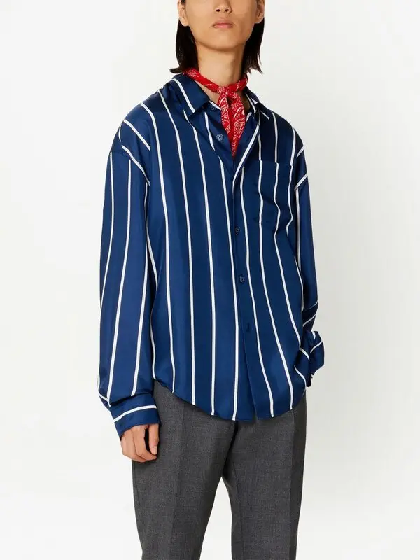AMI Paris Striped Button-up Shirt