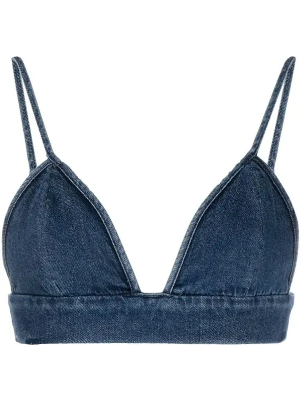 AGOLDE Triangle-cup Denim Crop Top - Blue