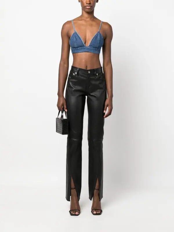 AGOLDE Triangle-cup Denim Crop Top