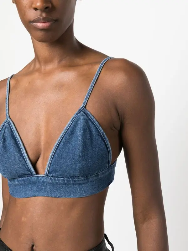 AGOLDE Triangle-cup Denim Crop Top