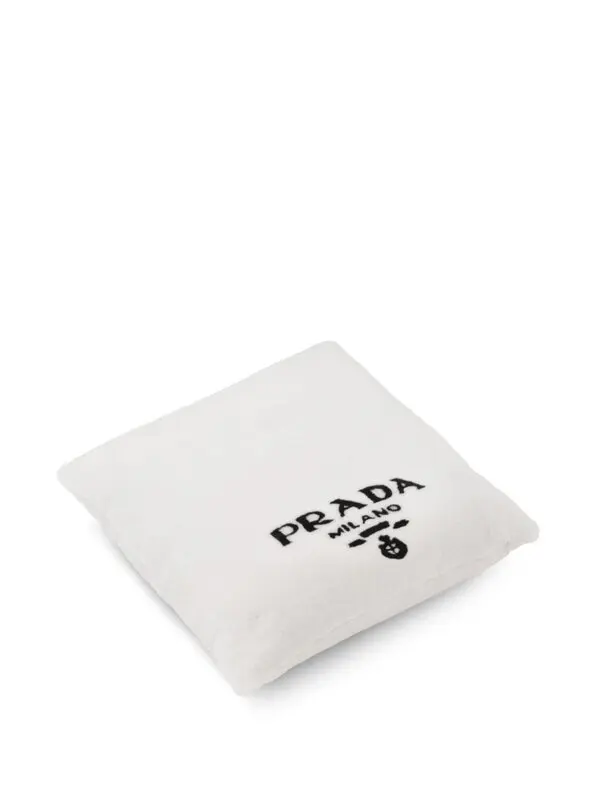 Prada Embroidered-logo Sheepskin Cushion