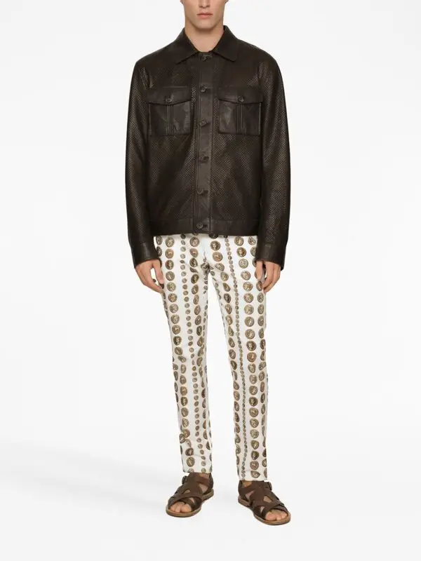 Dolce & Gabbana Perforated Leather Shirt Jacket