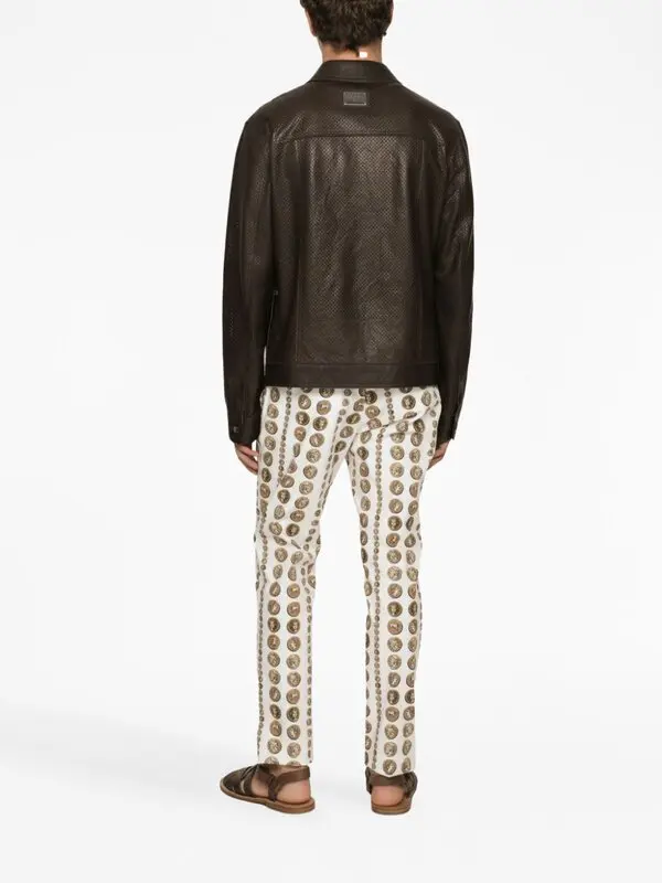 Dolce & Gabbana Perforated Leather Shirt Jacket