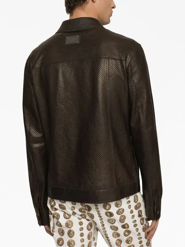Dolce & Gabbana Perforated Leather Shirt Jacket