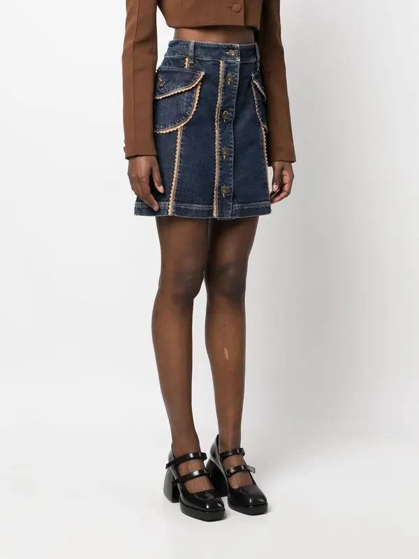 Moschino Scallop-edge Denim Miniskirt