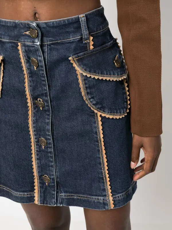 Moschino Scallop-edge Denim Miniskirt