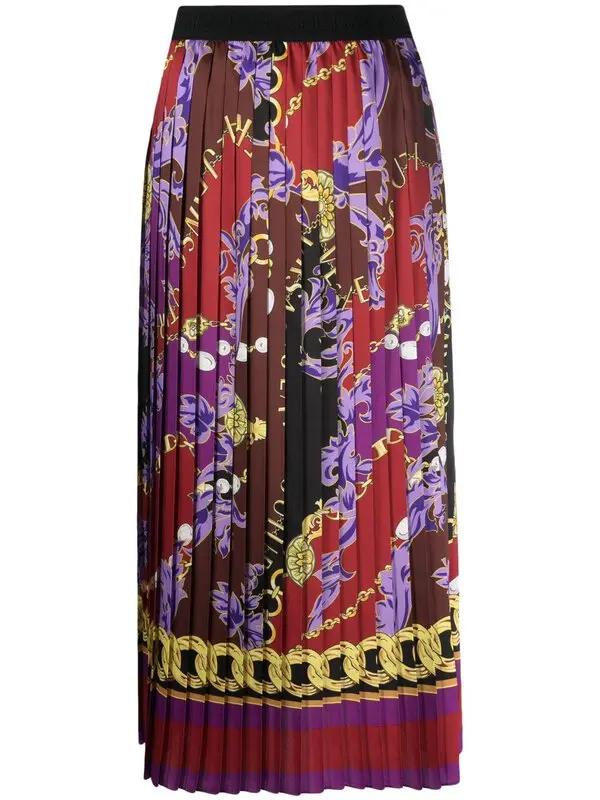 Versace Chain-print Plissé Midi Skirt