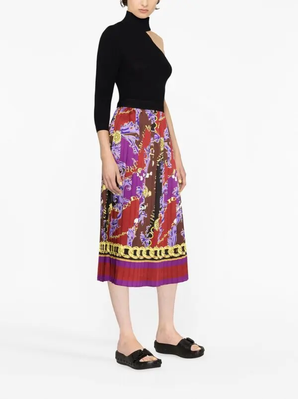 Versace Chain-print Plissé Midi Skirt