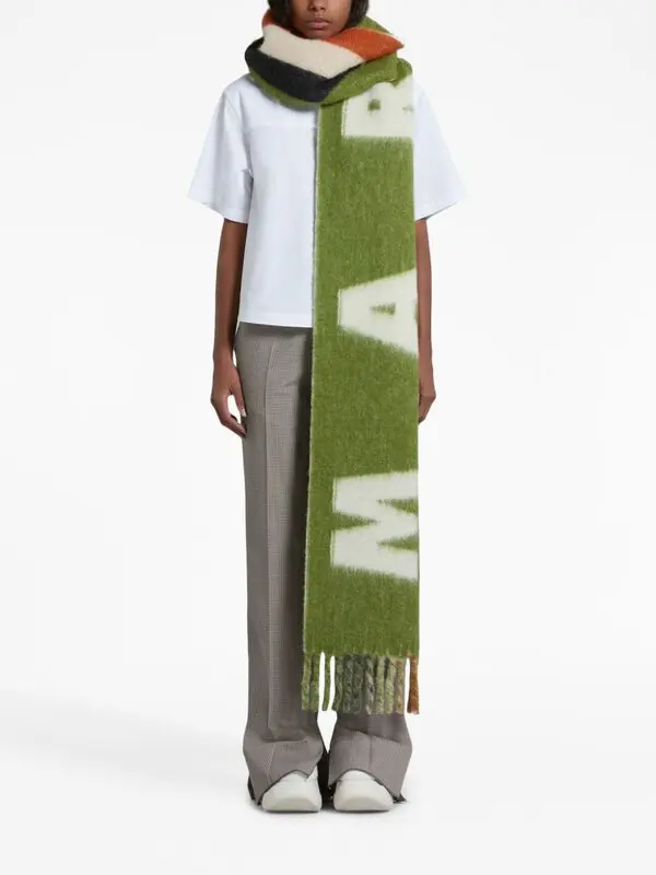 Marni Intarsia-knit Logo Scarf