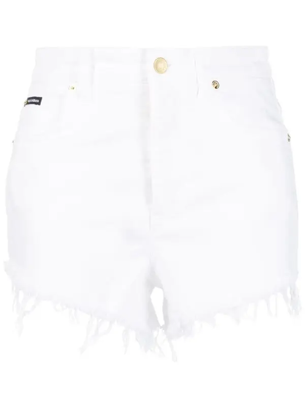 Dolce & Gabbana High-waisted Denim Shorts - White