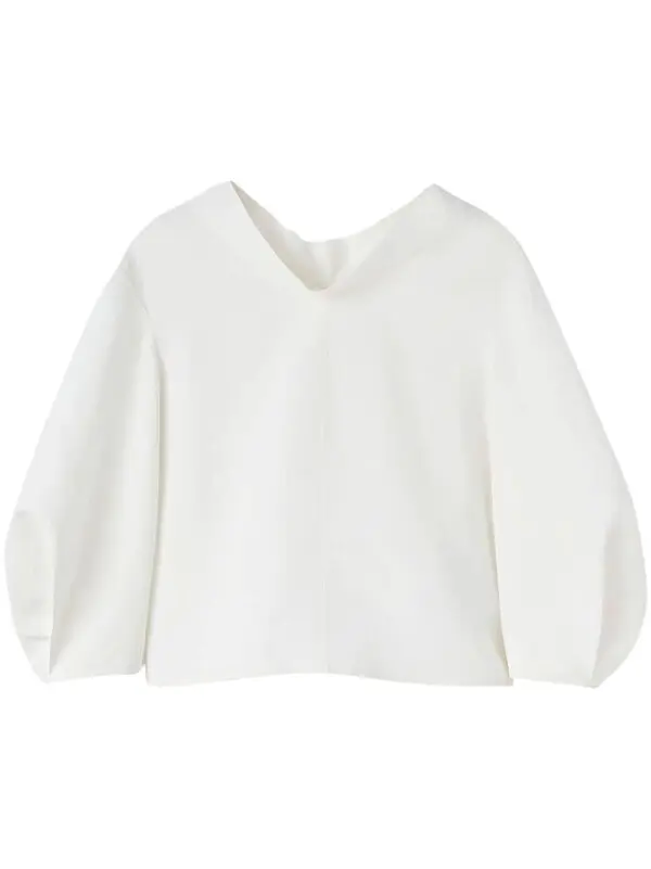 JIL SANDER Draped-neck Linen Blouse