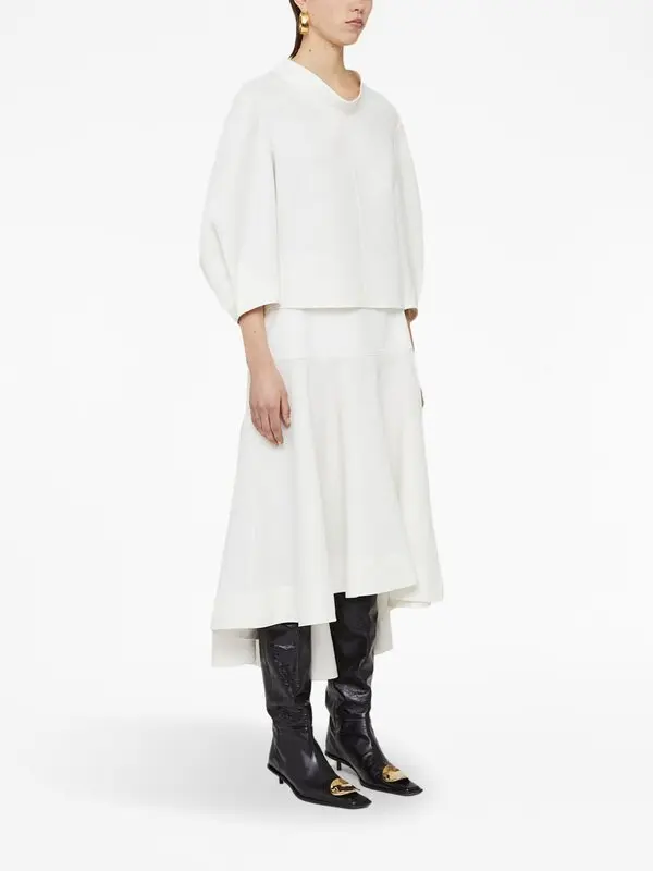 JIL SANDER Draped-neck Linen Blouse