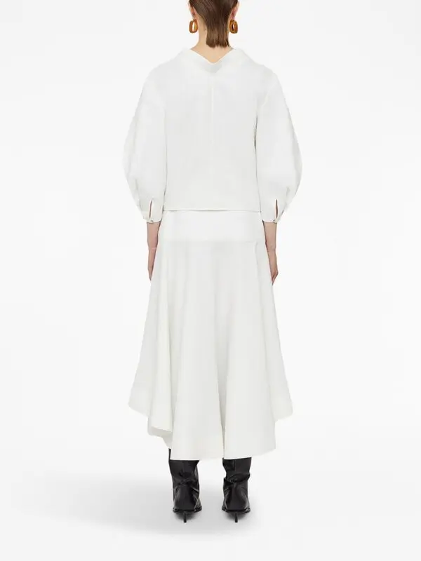 JIL SANDER Draped-neck Linen Blouse