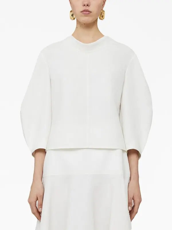 JIL SANDER Draped-neck Linen Blouse