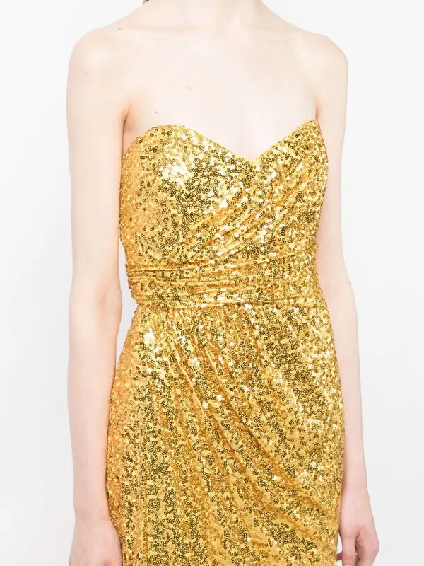 slim fit dress slacks Draped Shoulder Sequin Gown | Badgley Mischka