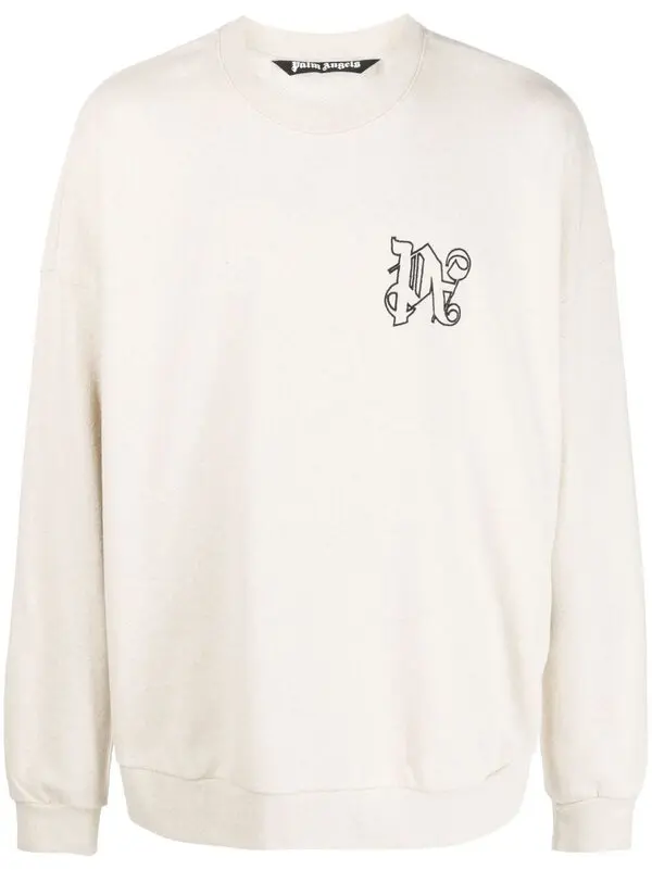 Palm Angels Logo-print Cotton Sweatshirt - Neutrals