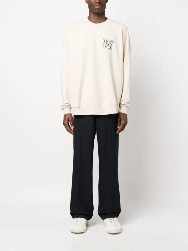 Palm Angels Logo-print Cotton Sweatshirt - Neutrals