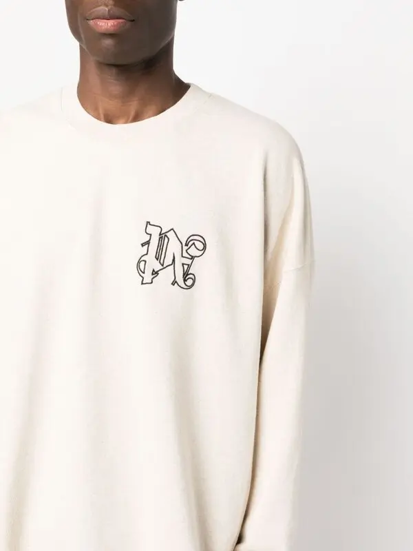 Palm Angels Logo-print Cotton Sweatshirt - Neutrals