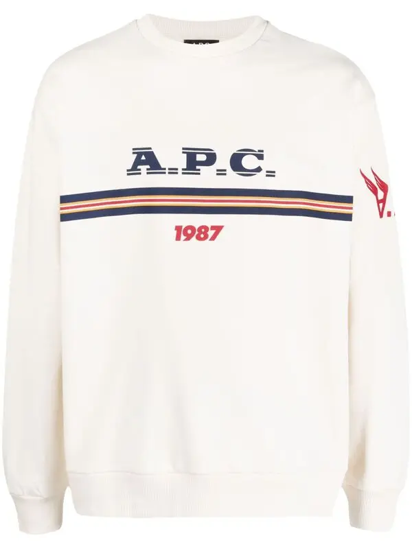 A.p.c. Adam Logo-print Cotton Sweatshirt - Neutrals