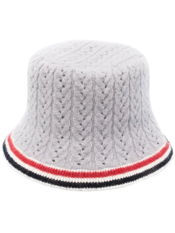 Thom Browne Cable-pointelle Bucket Hat - Grey