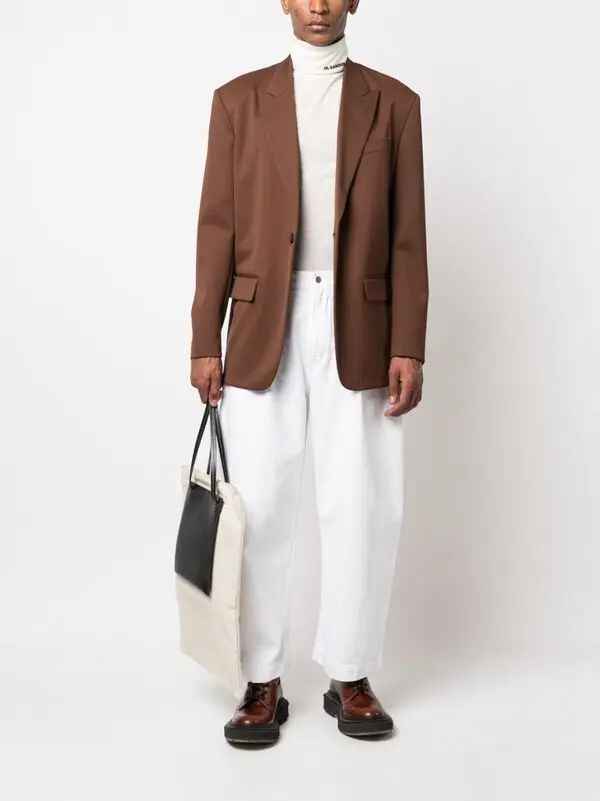 JIL SANDER Logo-print Roll-neck Jumper - Neutrals