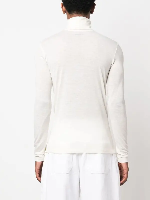 JIL SANDER Logo-print Roll-neck Jumper - Neutrals