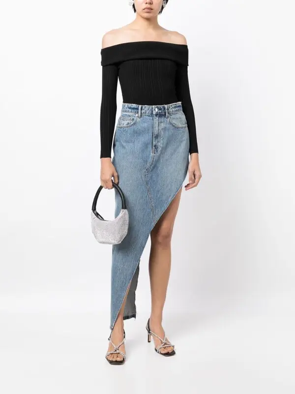 SELF-PORTRAIT Ribbed Off-shoulder Blouse