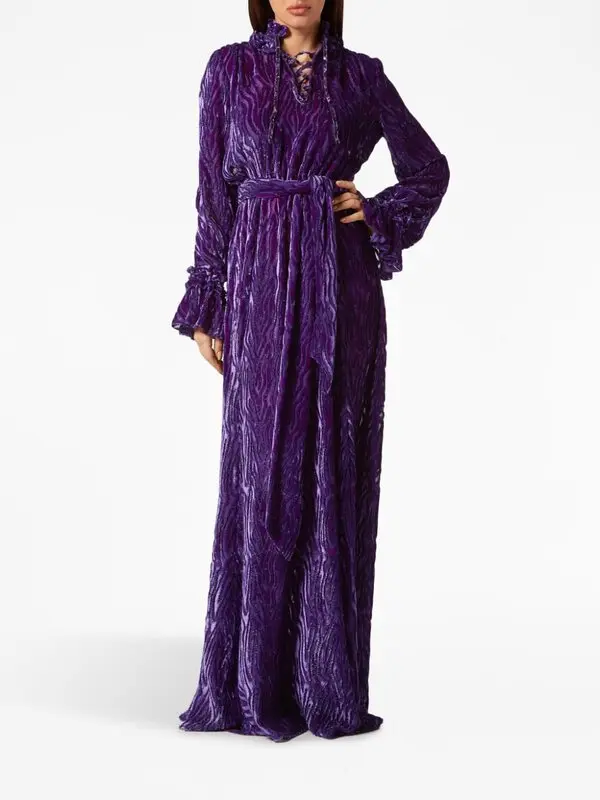Philipp Plein Chiffon Gipsy Devoré-effect Dress - Purple