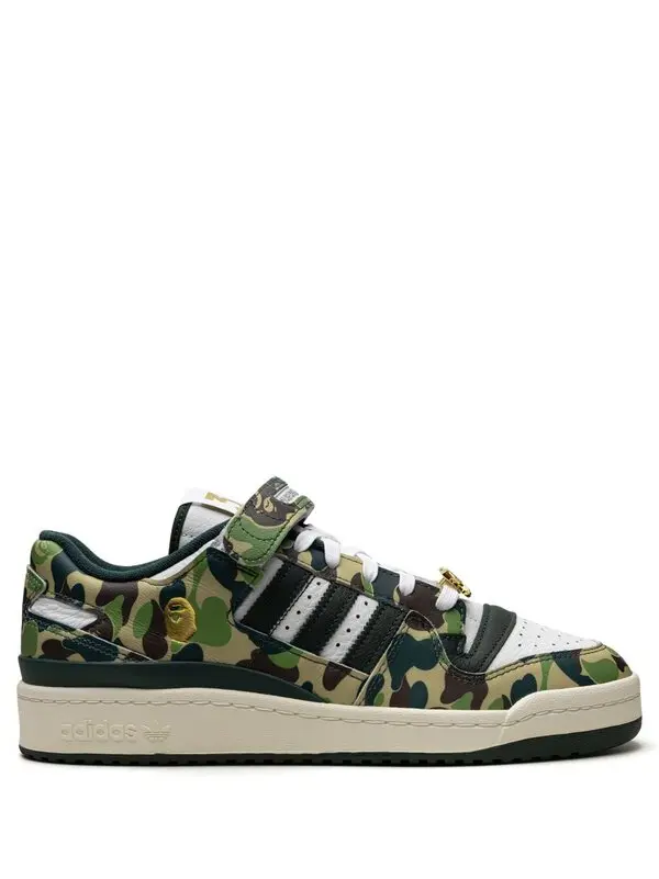 Adidas X Bape Forum 84 Low 30th Anniversary Camo Sneakers - Green