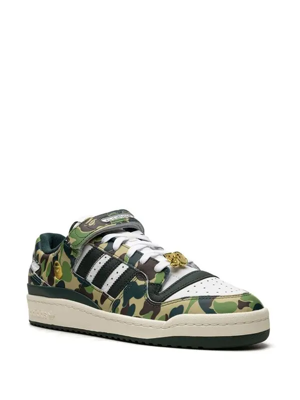 Adidas X Bape Forum 84 Low 30th Anniversary Camo Sneakers - Green