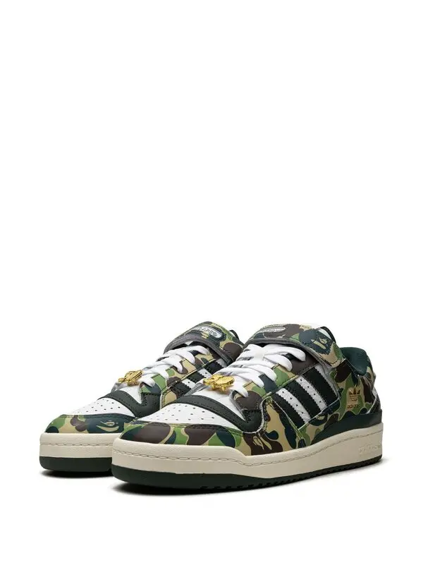 Adidas X Bape Forum 84 Low 30th Anniversary Camo Sneakers - Green